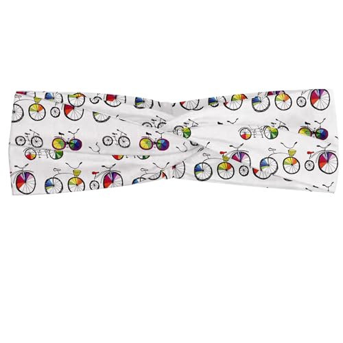 Ambesonne Bicycle Headband for Women, Hand Drawn Penny-Farthing Tandem ...