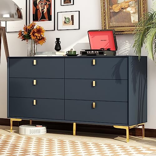 Hitow Black Dresser Cabinet with 6 Drawers, Modern 6 Drawer Double ...