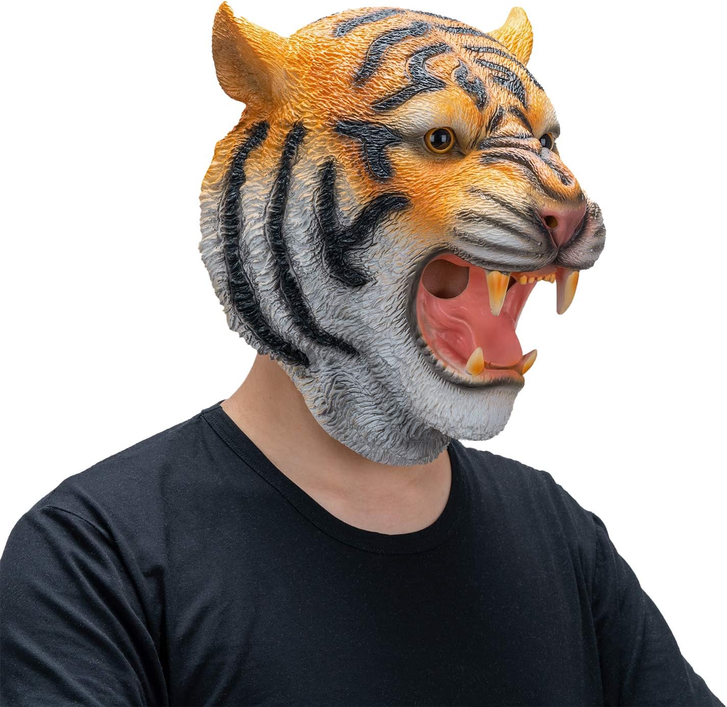 AQKILO® Tiger Mask Wild Animal Latex Full Head Realistic Masks Fancy ...