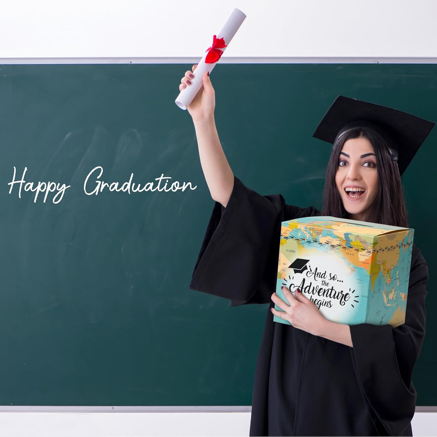 Graduation Card Holder Box, 2024 Congrats Grad Foldable Cardboard ...