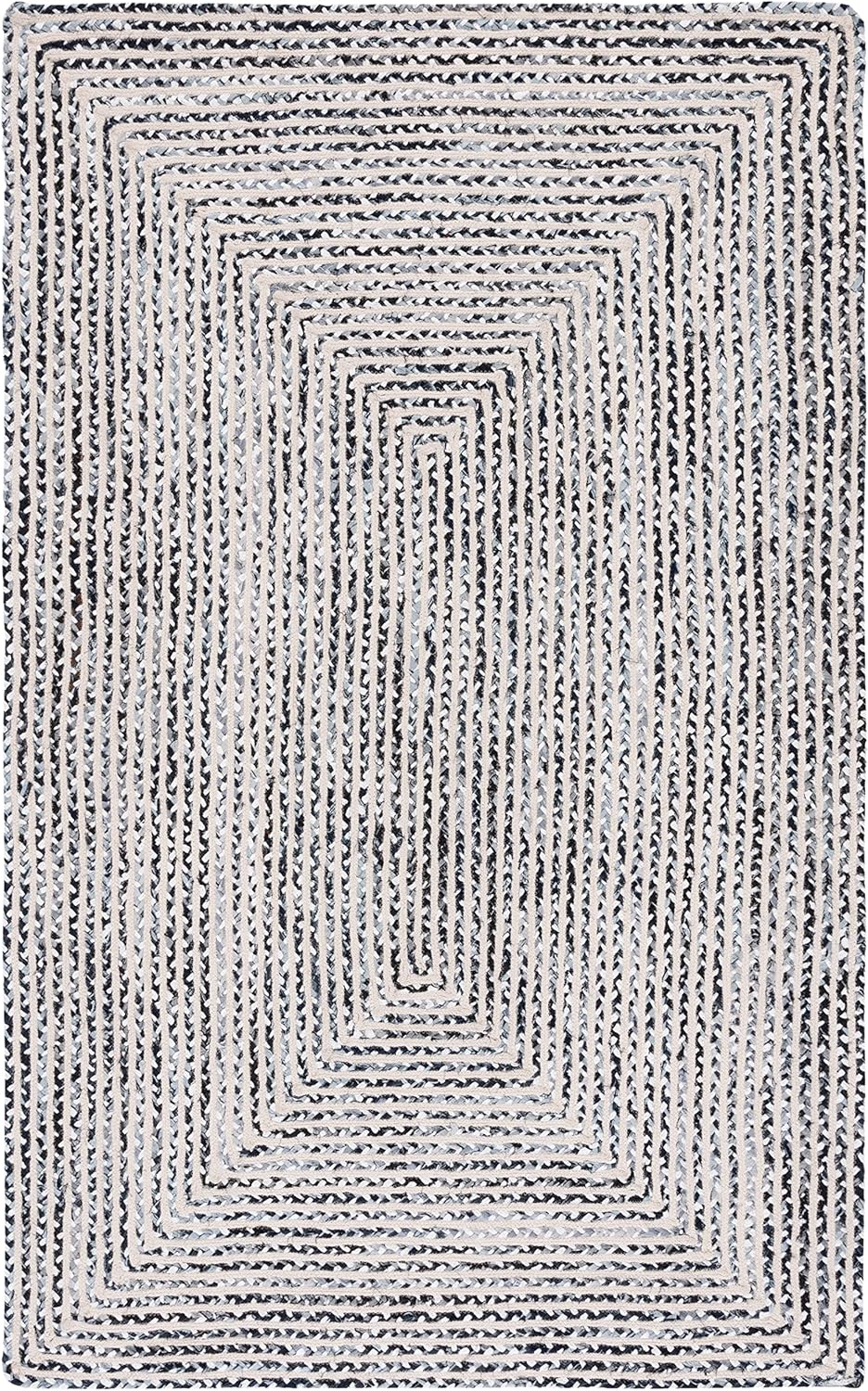 Safavieh Braided Collection Area Rug - 6' Square, Black & Navy ...