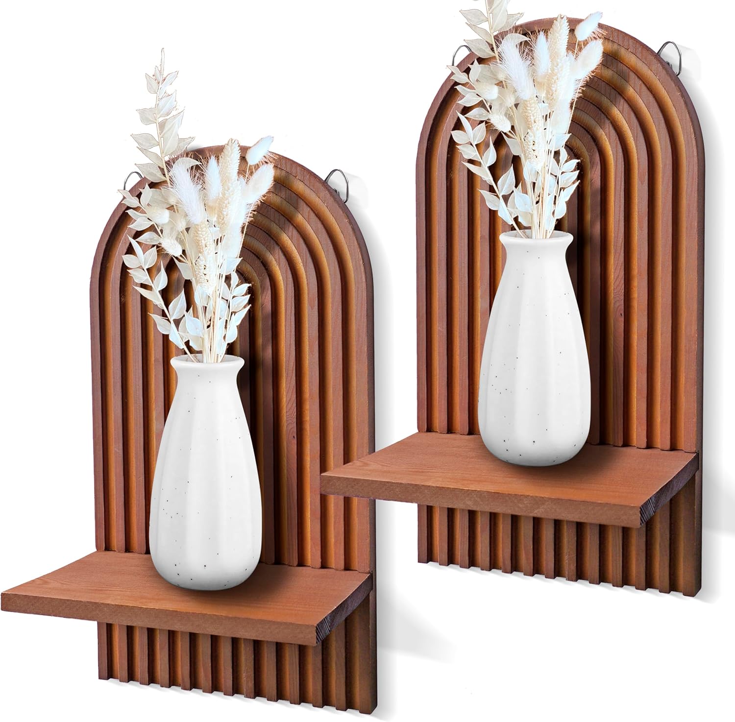 2 Pieces Boho Wall Shelf, Mid Century Shelves, Decorative Storage Unit ...