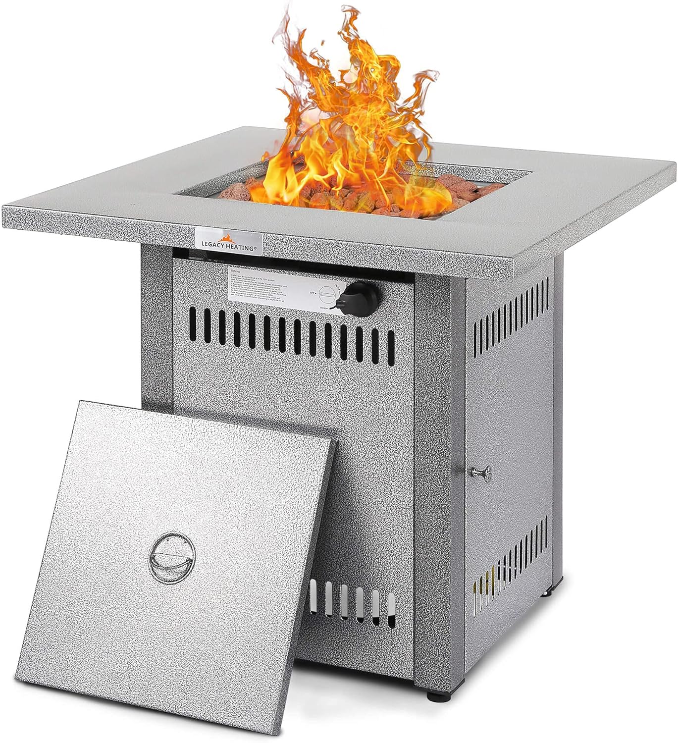 CHARMMA 28" 50000 BTU Silver Outdoor Propane Gas Fire Pit Table ...