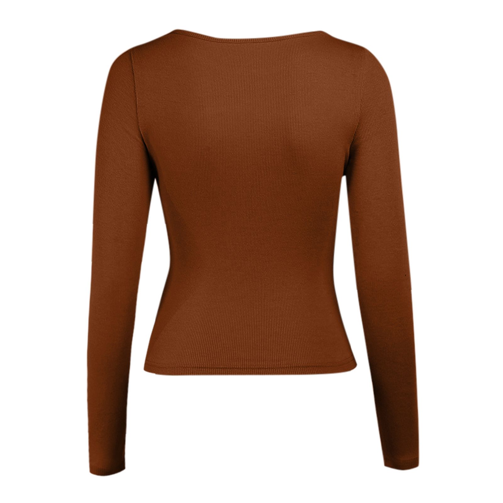 Autumn Sexy Women Blouses Chest Cutout Long Sleeved Ribbed Solid Color
