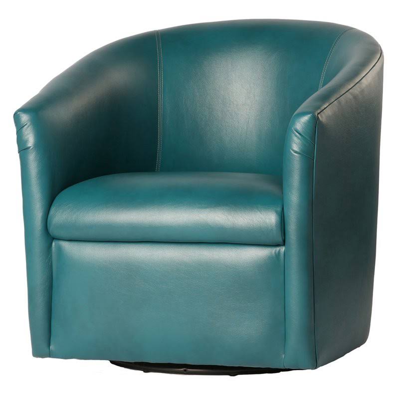 Comfort Pointe Draper Agean Green Faux Leather Swivel Accent Chair ...
