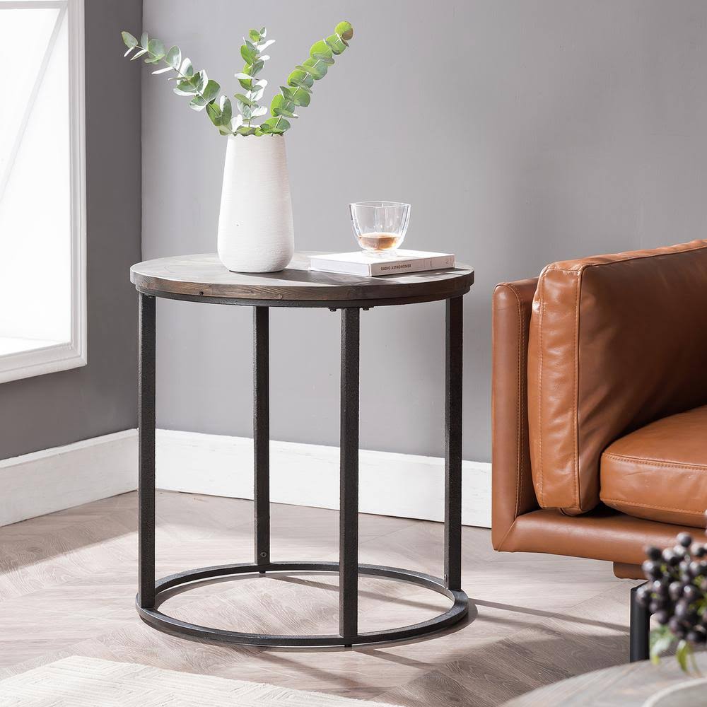 Southern Enterprises Latta Natural Reclaimed Wood Round Industrial End ...