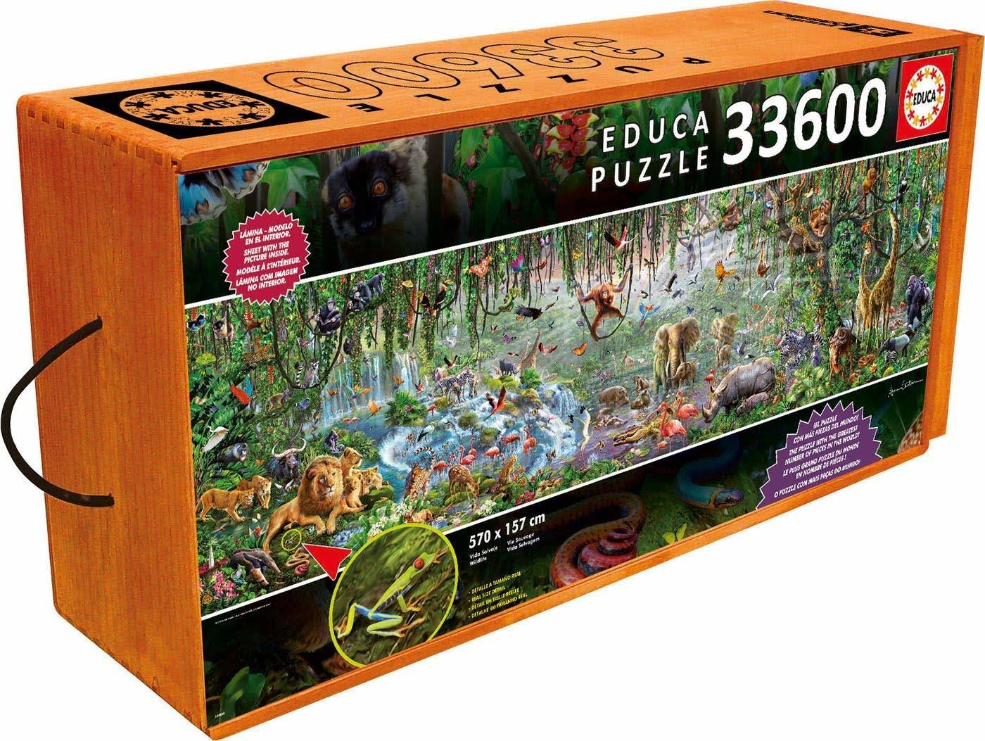 Educa 33,600 Piece Wild Life Puzzle with Wheeled Wooden Carry Case ...