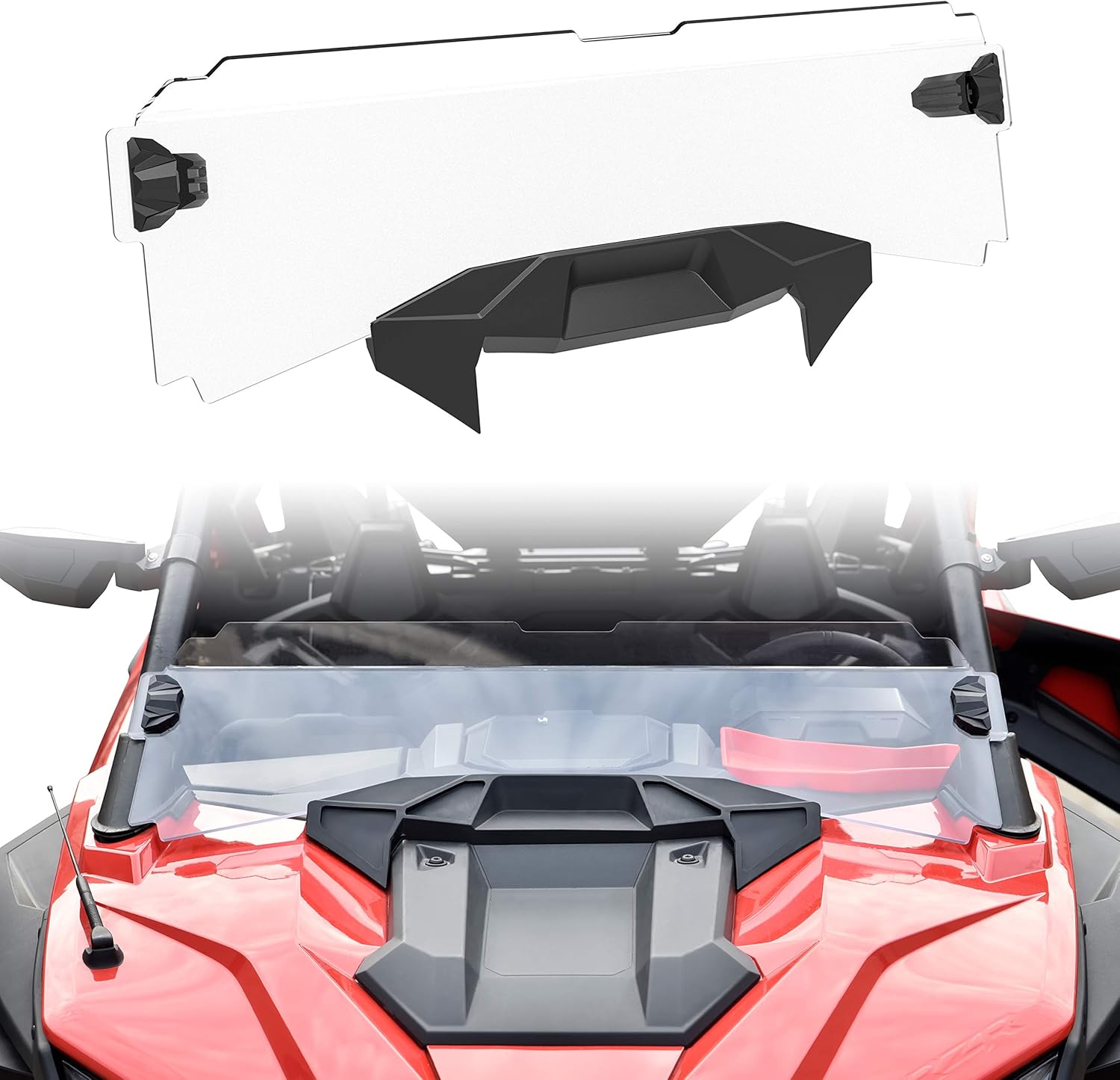 Clear Half Windshield for RZR Pro XP, SAUTVS Poly Vented Mid Windshield ...